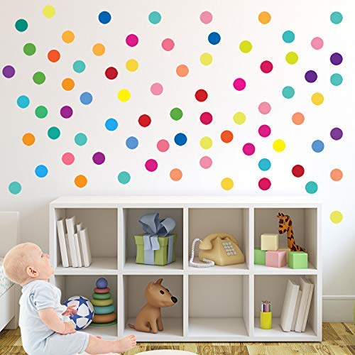 Wall Stickers for Bedroom Living Room, Polka Dot Wall Decals for Kids Boys and Girls, Multicolor 2inch (140 Circles)