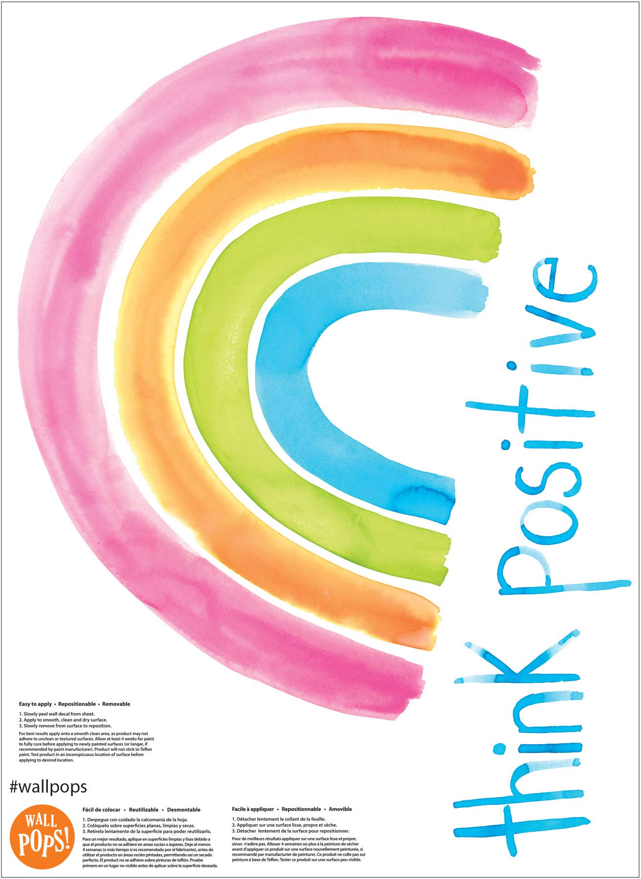 WallPops DWPK3581 Think Positive Wall Decal, Multicolor