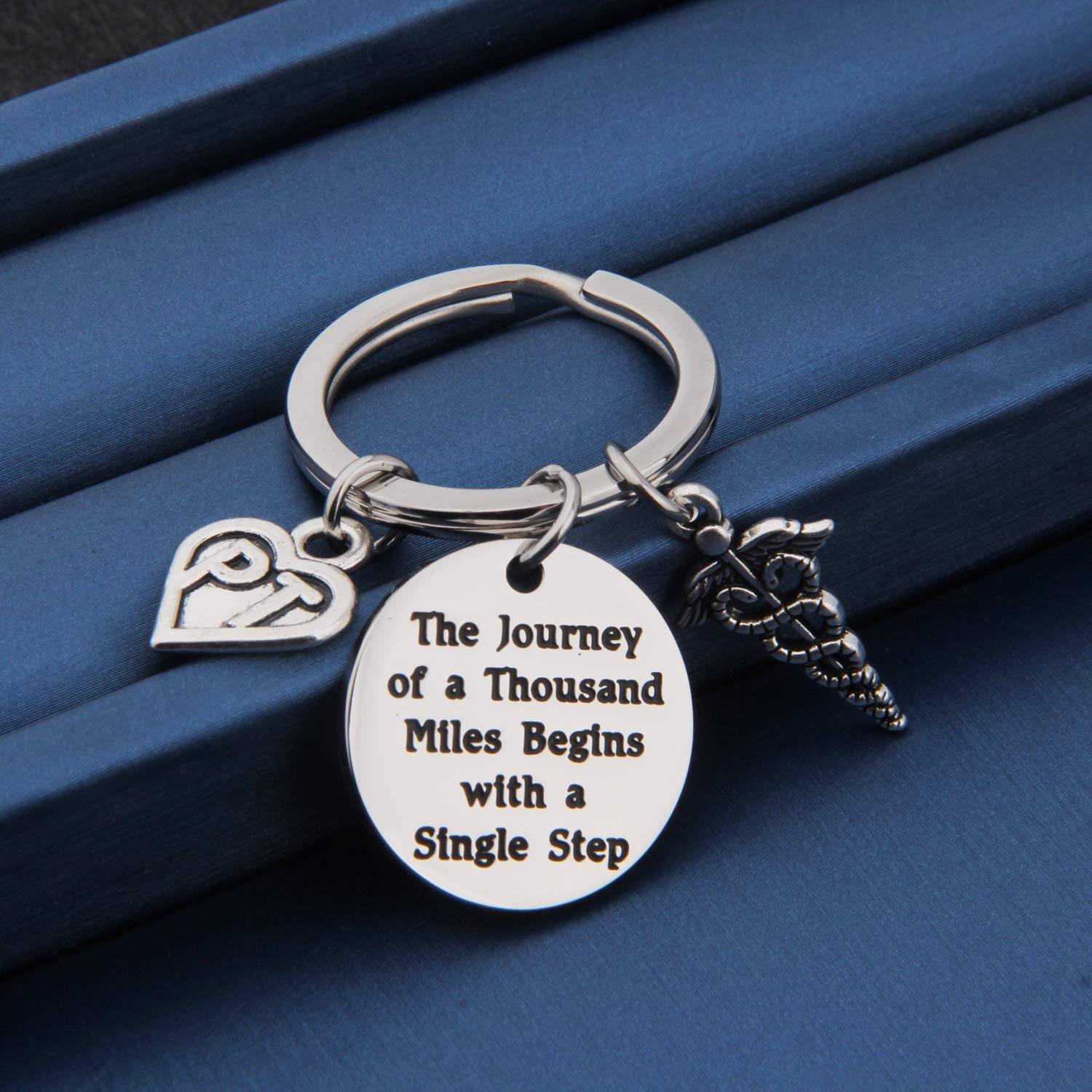 TGBJE Physical Therapy Gift A Journey of a Thousand Miles Begins with a Single Step Graduation Gift for PT Gift (PT keychain)