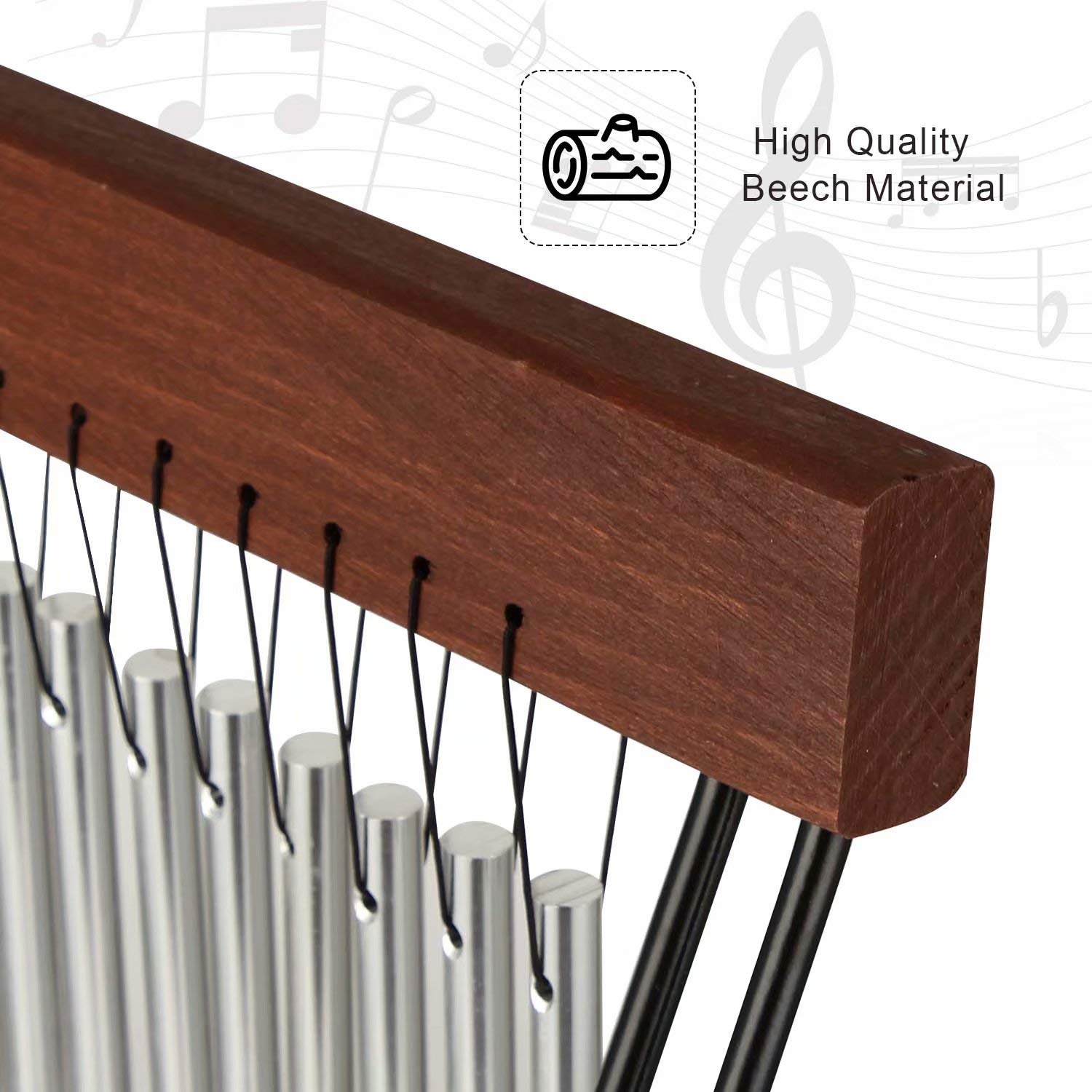 Table Top Bar Chime, Single-row Musical Percussion Instrument with Solid Aluminum Pipe and Iron Stand Stick for Ornament Classroom Office Decoration Kids Educational Gift