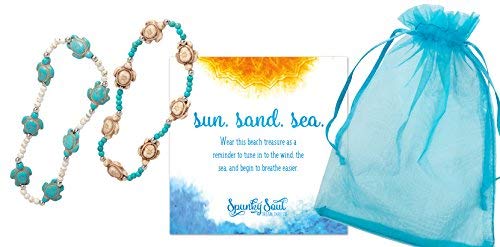 SPUNKYsoul 2 Pack Turtle Anklet Beachy Howlite Stretch - 2 Pack Beach Collection …