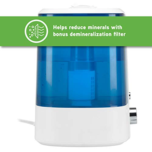 Pure Guardian H1175FL Ultrasonic Cool Mist Humidifier, 90 Hrs. Run Time, 1.5 Gal. Tank Capacity, 390 Sq. Ft. Coverage, Medium Rooms, Quiet, Filter Free, Silver Clean Treated Tank, Essential Oil Tray