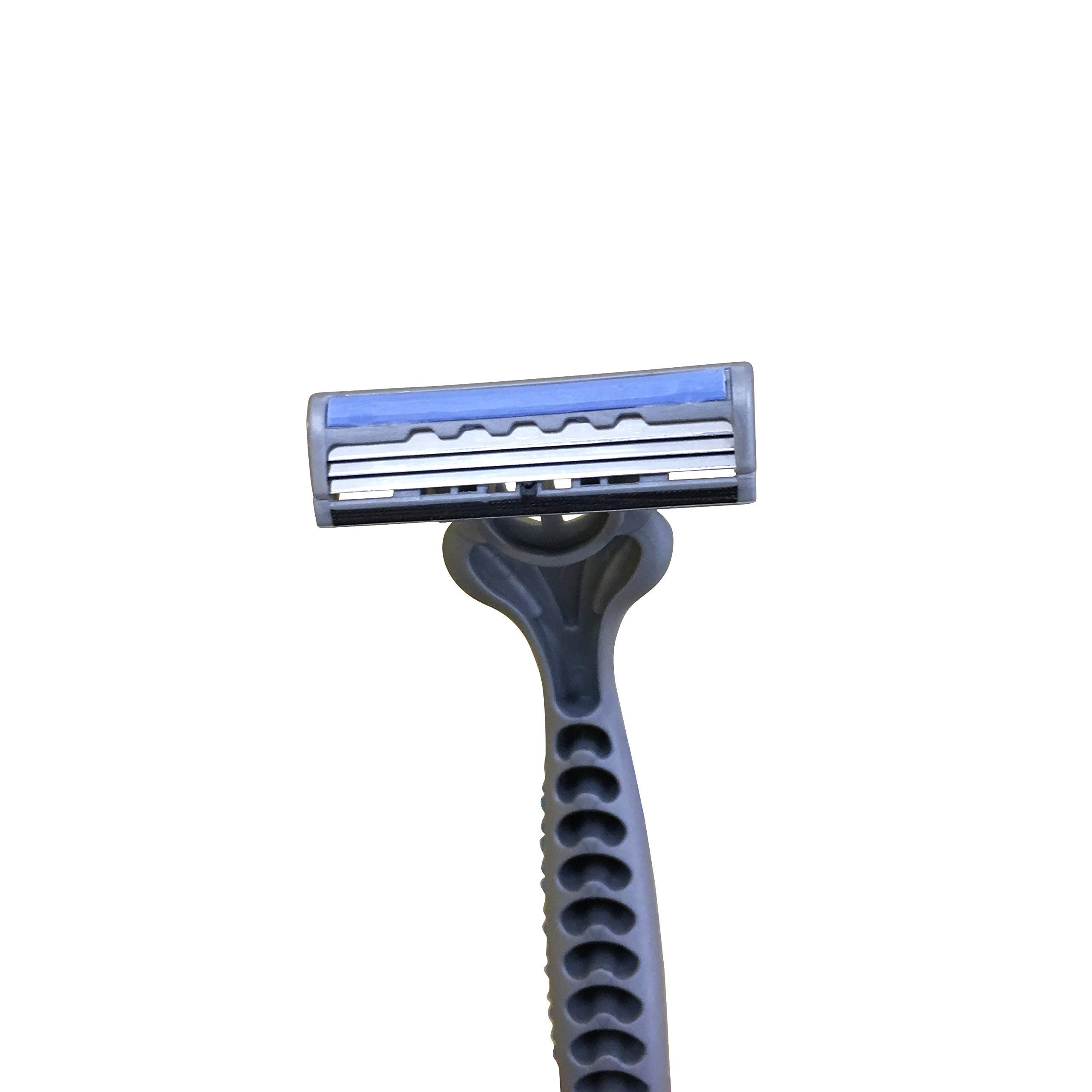 US Shave - 100 Triple Blade Shaving Razors - Wholesale Box of 100 Disposable Razors - 3 Stainless Steel Blades w/Teflon Coating - Pivoting Head - Aloe Strip
