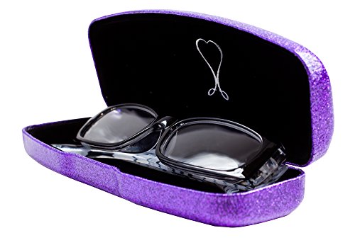 SPUNKYsoul Mystic Purple Medium Premium Fashion Women's Hard Eyeglasses Case | Smooth Glitter | Bonus Cleaning Cloth