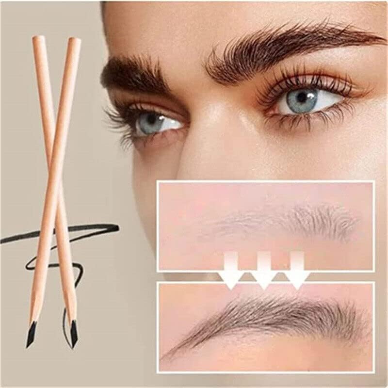 Waterproof Wooden Eyebrow Pencil, Dancroom Eyebrow Pencil, Long-lasting Water-proof Sweat-proof Wood Brow Pencil Makeup (Brown-3pcs)