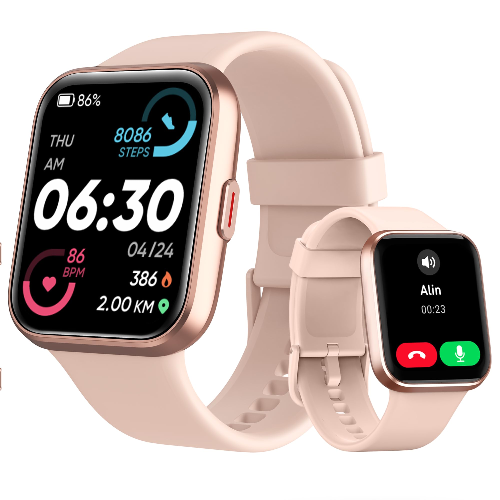 Smart Watch for Men Women(Call Receive/Dial), Alexa Built-in, 1.8" Touch Screen Fitness Tracker with Heart Rate Sleep Tracking, 100 Sports Modes, 5ATM Waterproof Smartwatch for Android iPhone, Pink