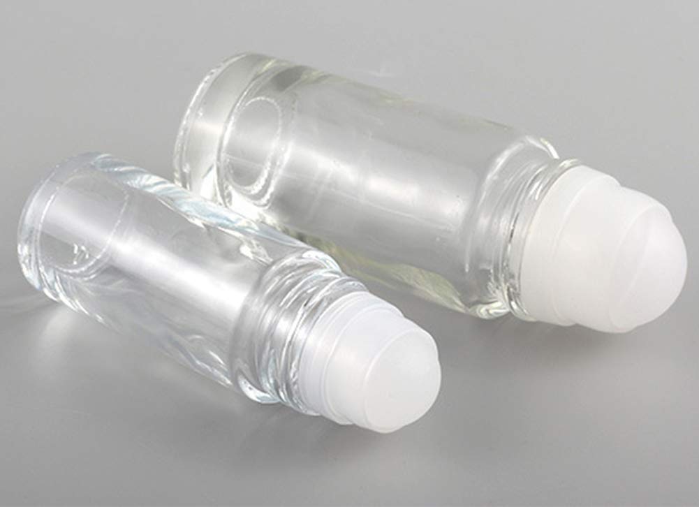 USRommaner 3 Packs Glass Roll On Bottles Deodorant Container Travel DIY Deodorant Bottles With Plastic Roller Balls For Lip Balm Lotion Sunscreen (30ml)