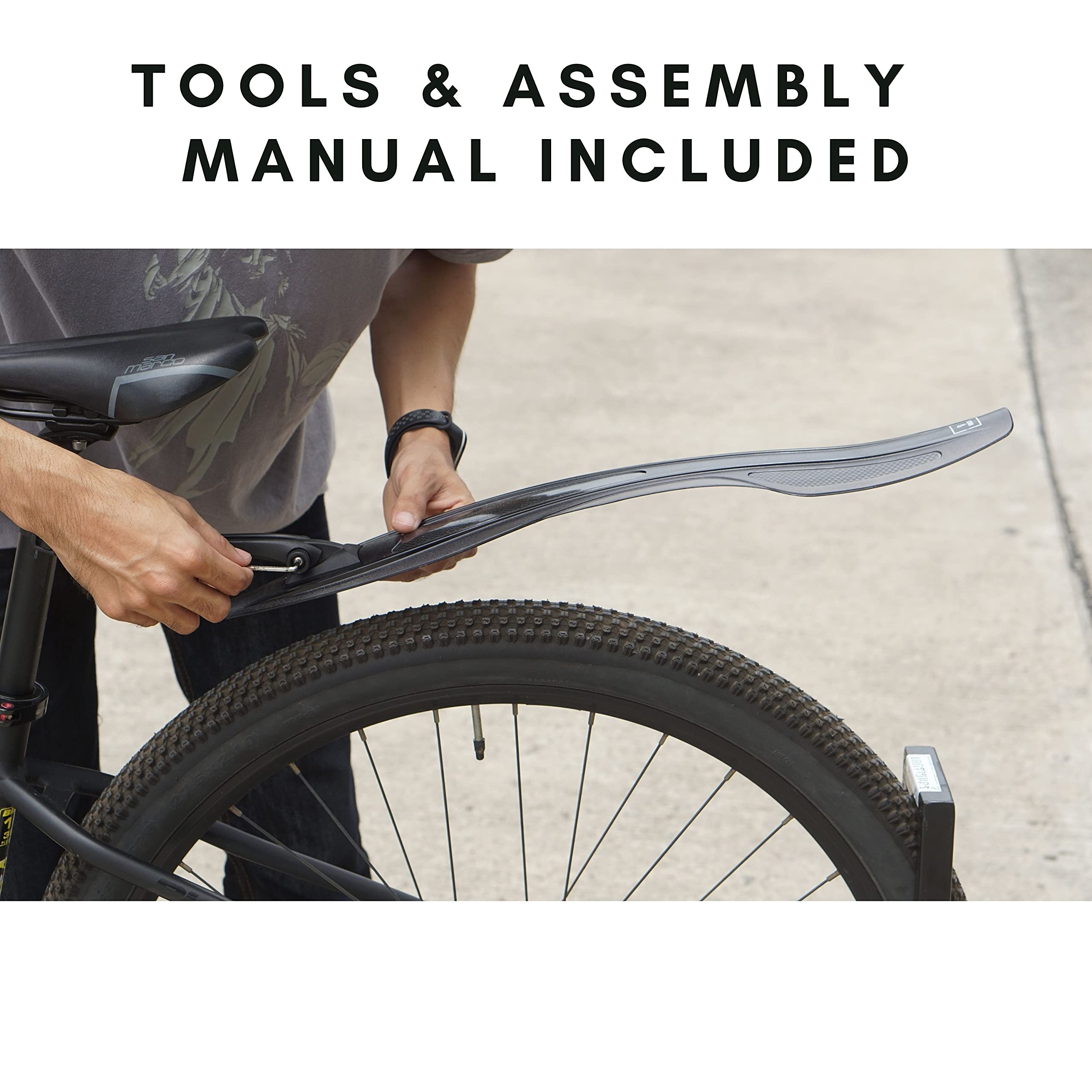 Vincta Mountain Bike Fenders - MTB Mudguard Set Includes Both Front and Rear Fenders - Adjustable & Quick Release - Fits 24"-26" Mountain Bicycle (2.125"-3" Tyre Width) - Mountain Bicycle Fender Set