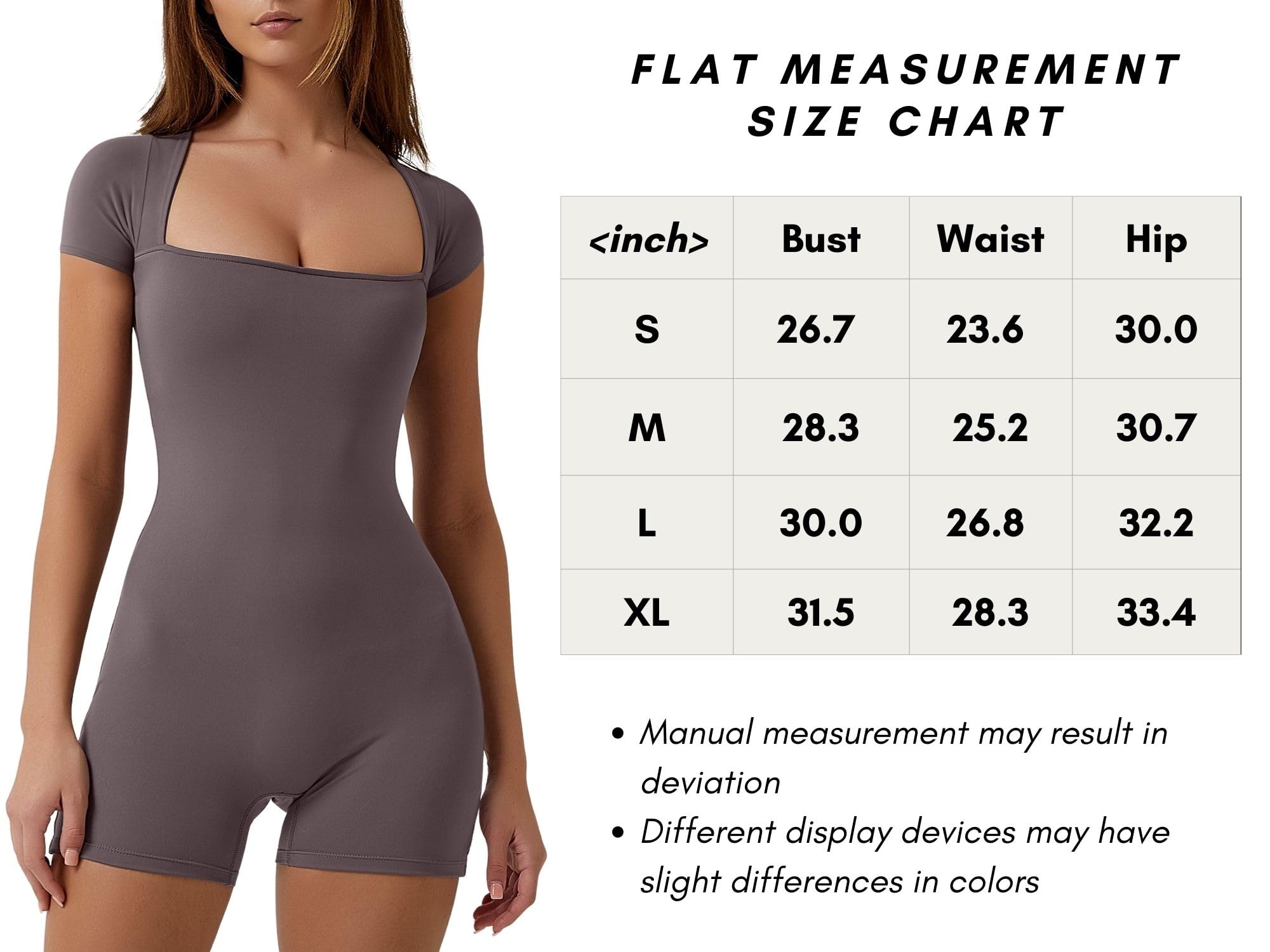 QINSEN Women's Rompers Sexy One Piece Short Sleeve Tummy Control Unitard Jumpsuits Dark Grey L
