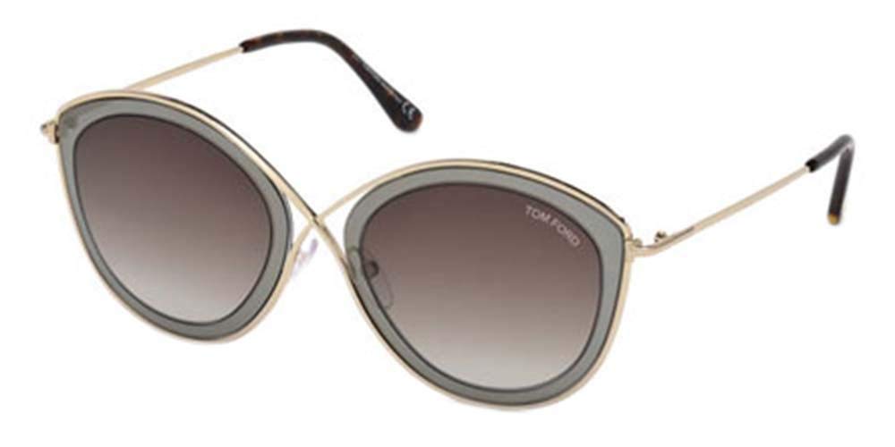 Tom Ford Cateye Sunglasses TF604 Sascha-02 50K Gold/Gray 55mm FT0604