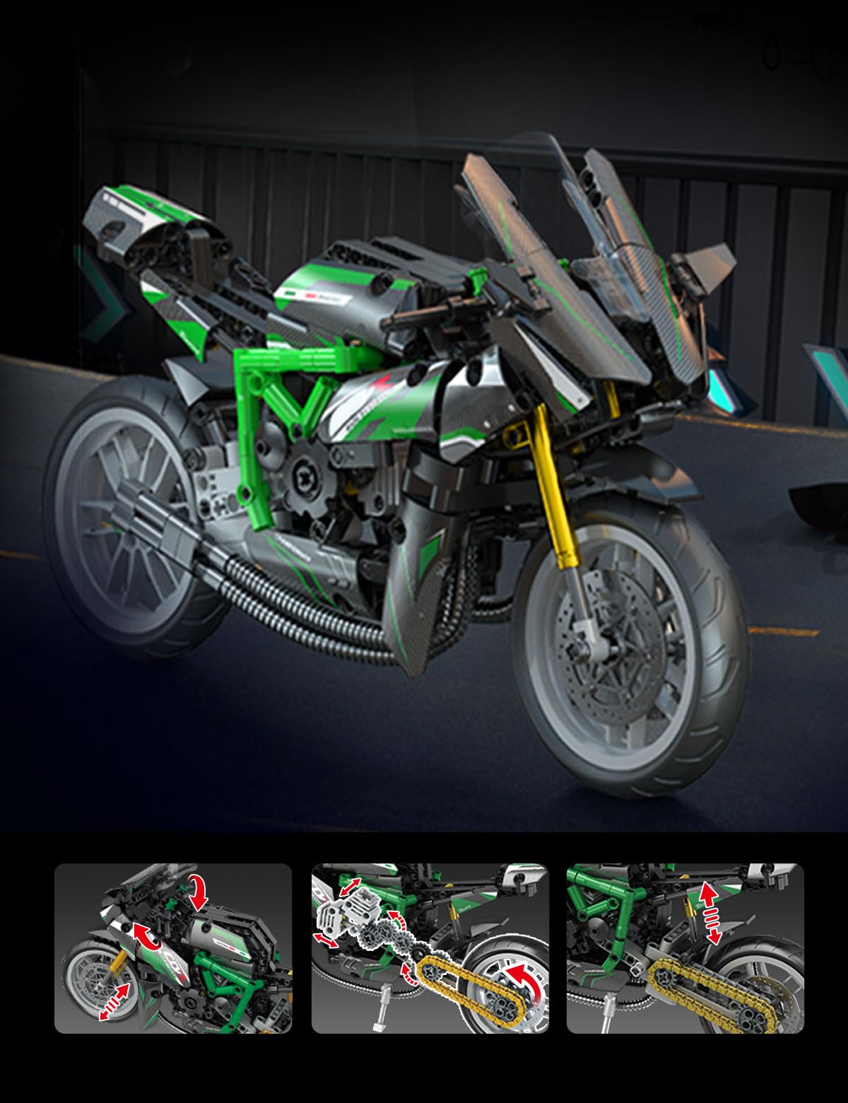 SEMKY Motorcycle Series Kawoki 2R Motorcycle MOC Building Blocks Set, (515Pieces) Sports Motorcycle Model Gifts for Motorcycle Fans