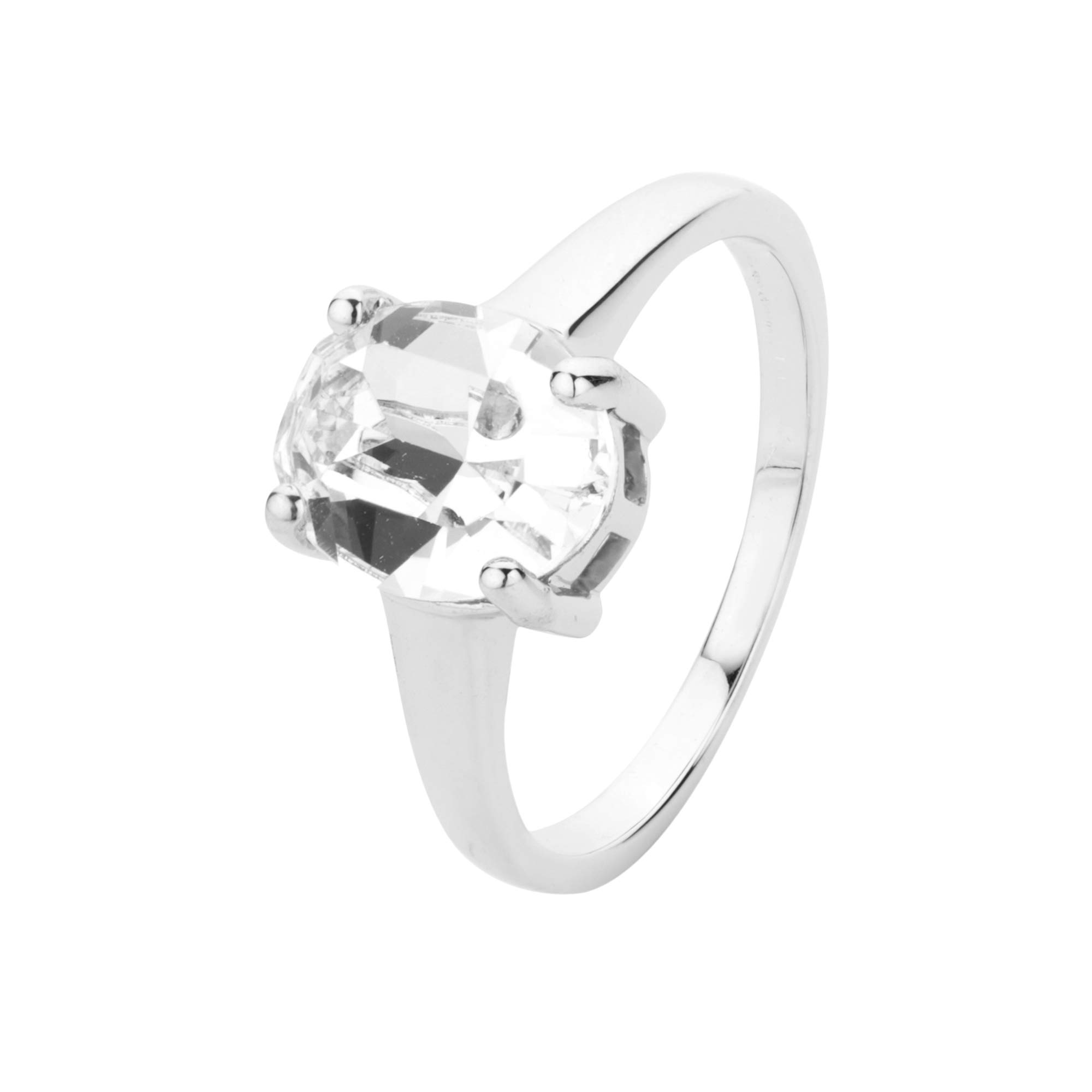 ShahGems Oval Solitaire Crystal 2.25ct 925 Sterling Silver Rings for Women Men Jewelry Gift (size 5)