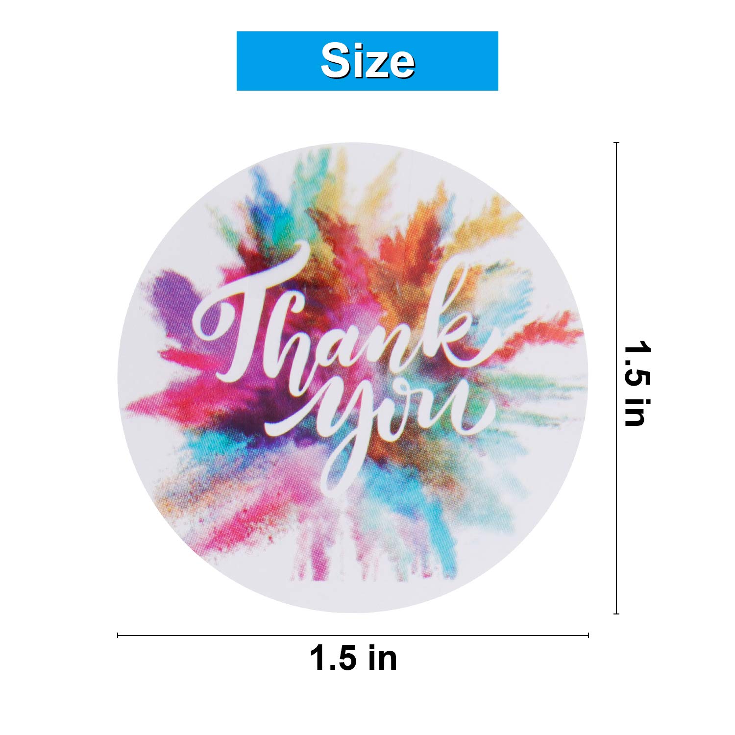 Thank You Stickers, Round Labels for Business Multiple Color 1.5 inches