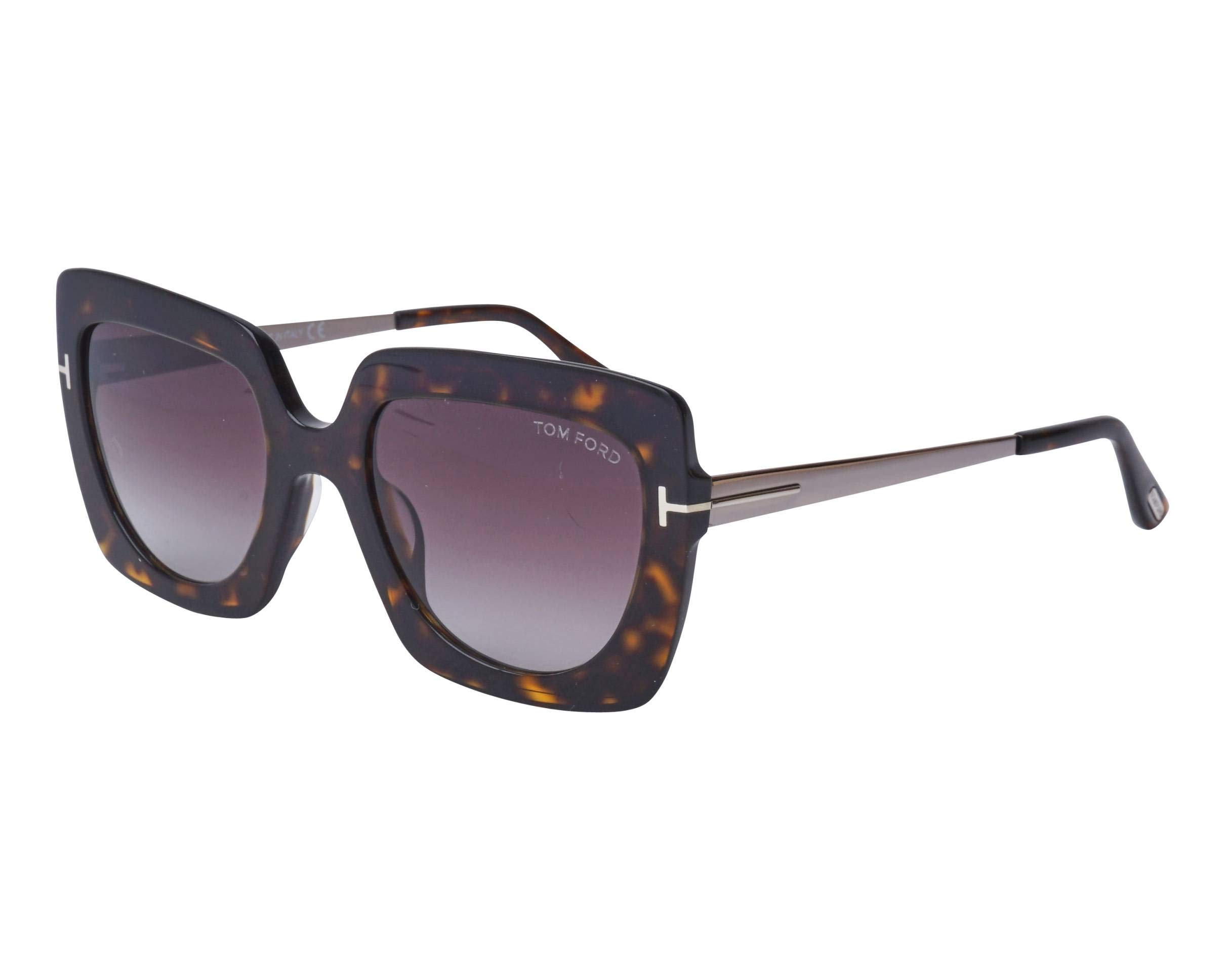 Tom Ford Square Sunglasses TF610 Jasmine-02 52T Dark Havana/Ruthenium 53mm FT0610