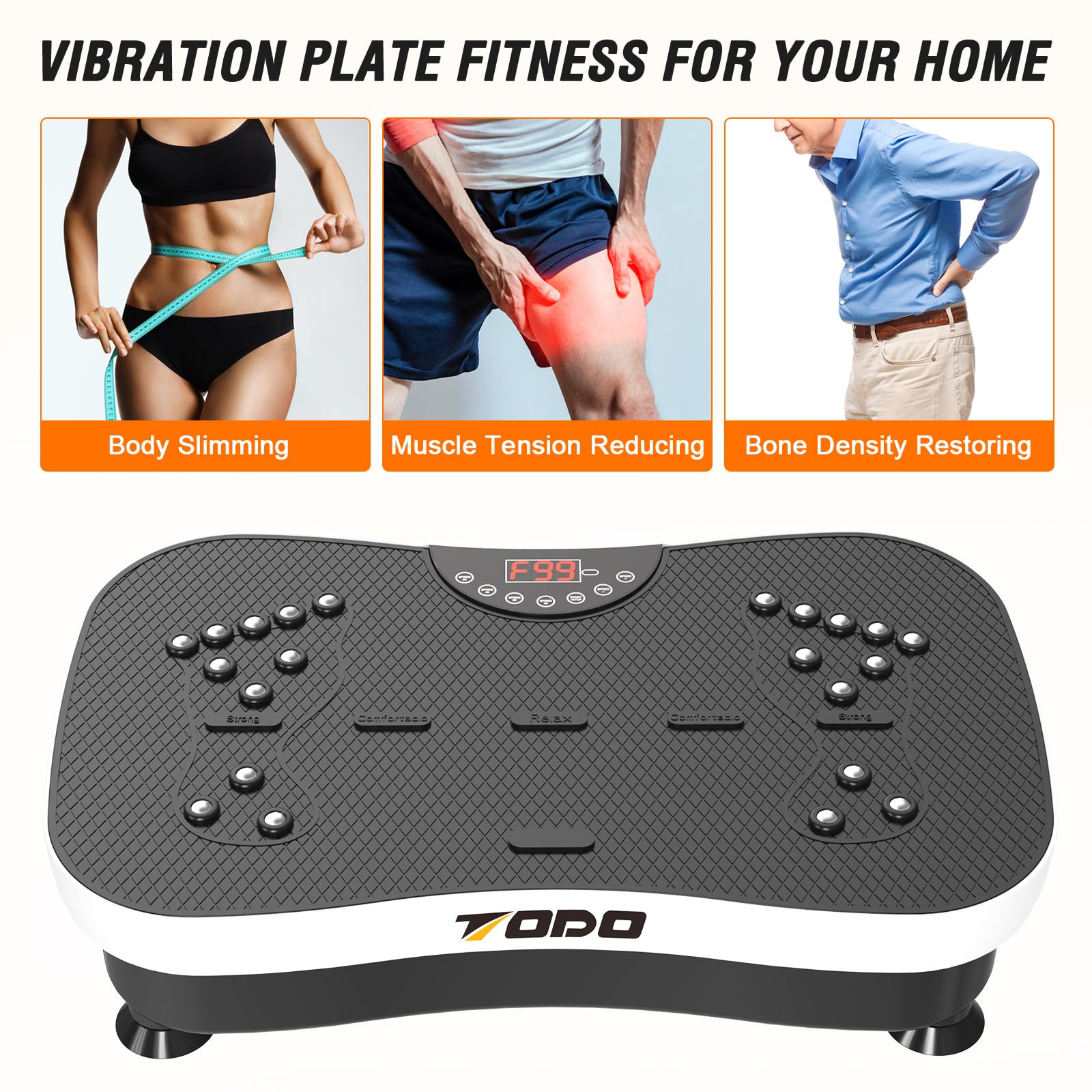 TODO Vibration Plate Exercise Machine Whole Body Vibration Platform with Remote Control for Pain Relief, Lymphatic Drainage, Weight Loss
