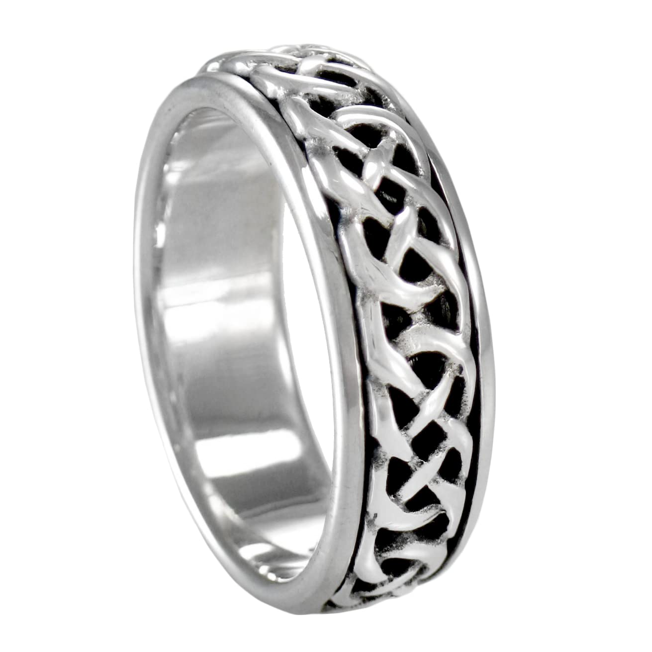 Silver Woven Celtic Knot Spinner Worry Ring for men or women (sz 4-15) sz 15