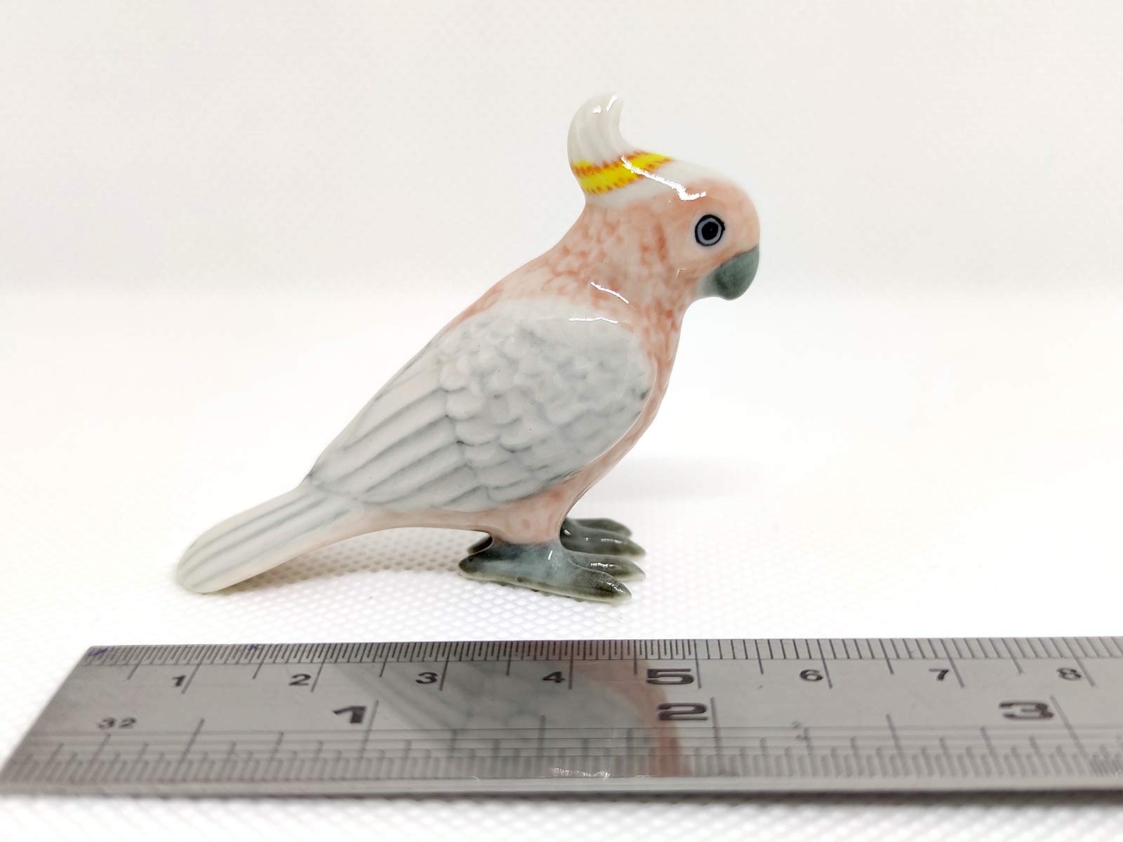 SSJSHOP Cockatoo Micro Tiny Dollhouse Figurines Hand Painted Ceramic Animals Bird Collectible Gift Home Garden Decor (Cockatoo)