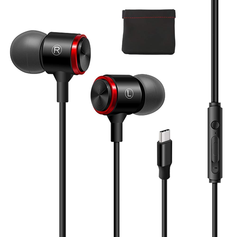 USB C Headphones, USB Type C Earphone Stereo in-Ear Earbuds Hi-Fi Digital,with Gift Bag,Microphone Bass Earbud with Mic and Volume Control Compatible with Google Pixel 2/XL, Xiaomi, Huawei and More