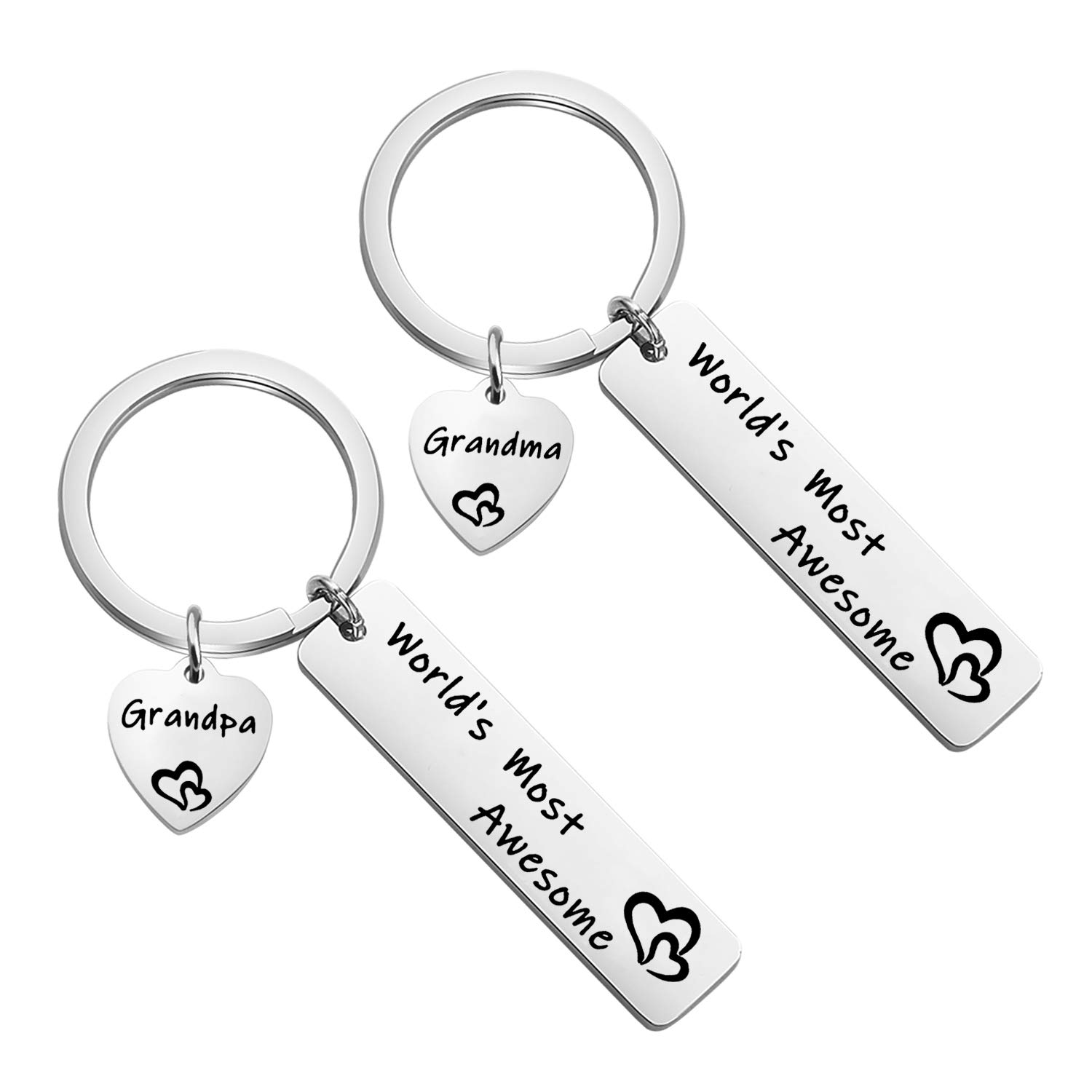 WSNANG Grandparent Gift World's Most Awesome Grandma/Grandpa Keychain Set Thank You Gift for Grandma Grandpa (Grandparent Set KC)