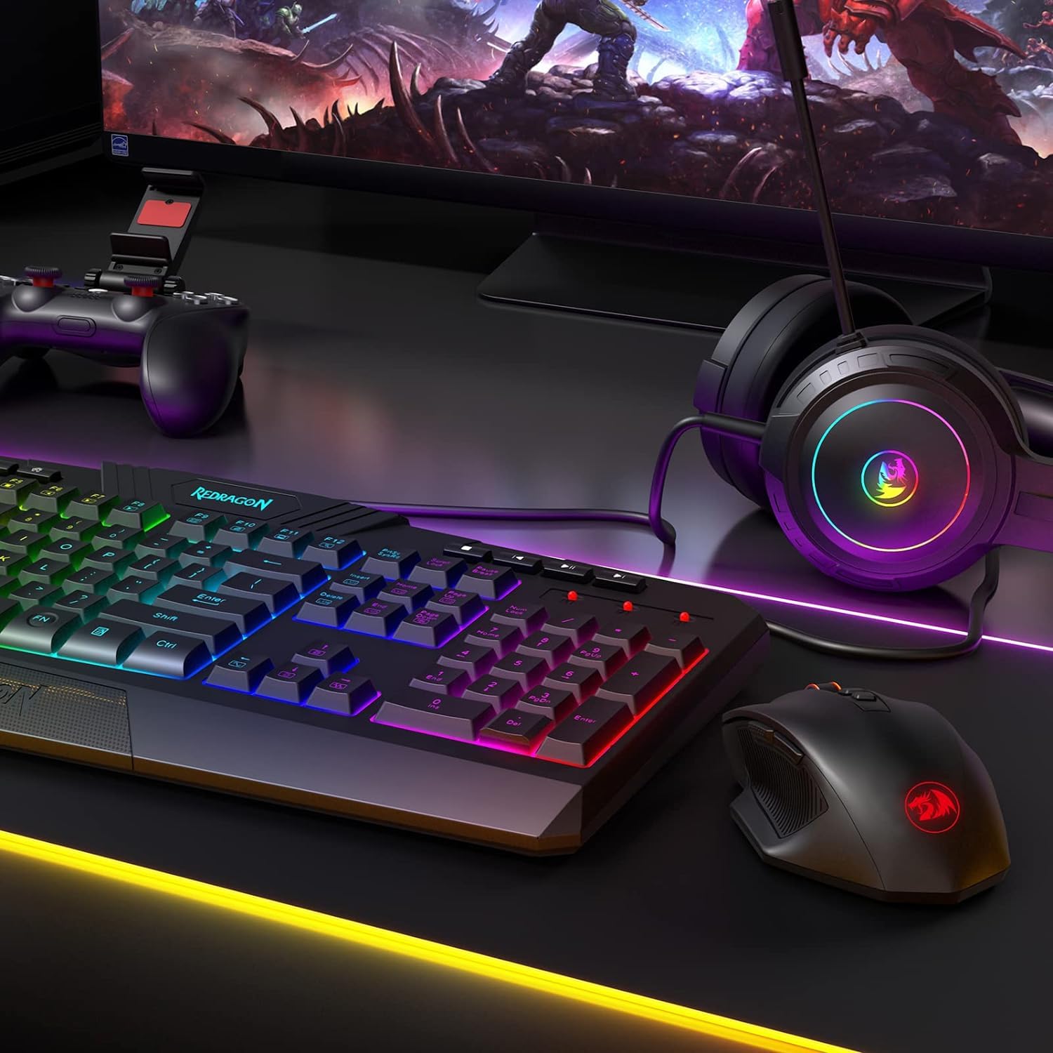 Redragon Wireless Gaming Keyboard and Mouse Combo, S101-KSW.