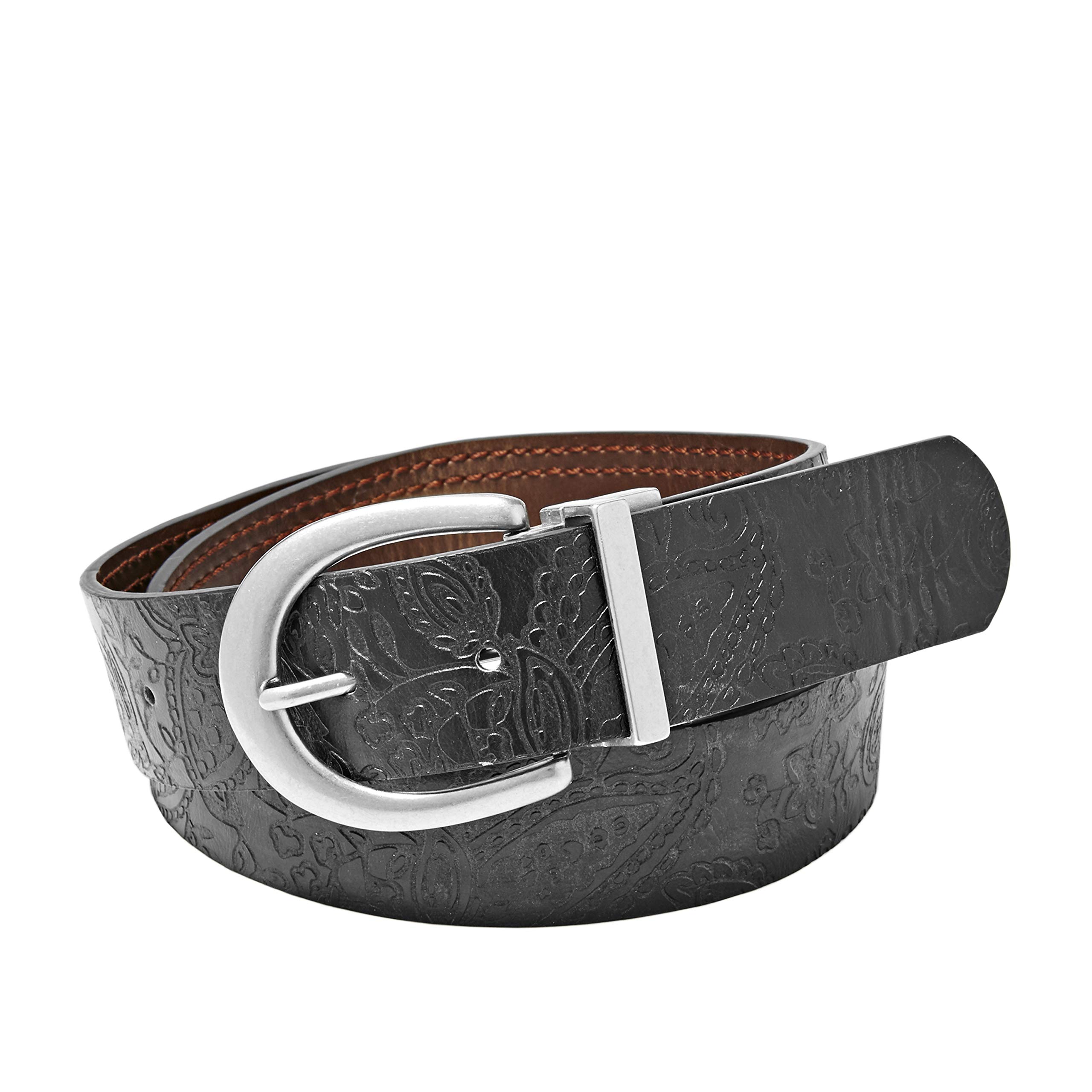 Relic by Fossil womens Embossed Reversible Belt, Black/Brown, Large US