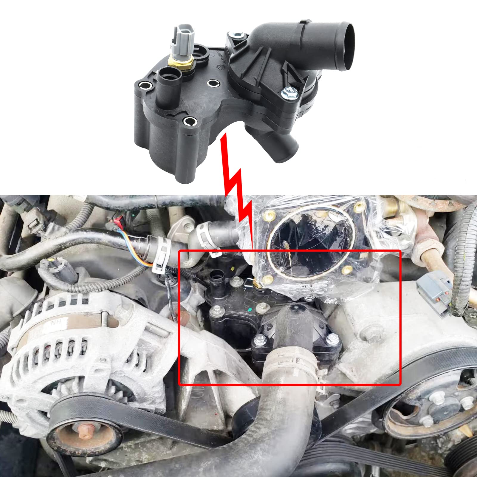 Thermostat Housing Kit Fits V6 4.0L Engine ONLY 2002-2010 Fords Explorer & Mercury Mountaineer 2L2Z8592AA,2L2Z8592BA