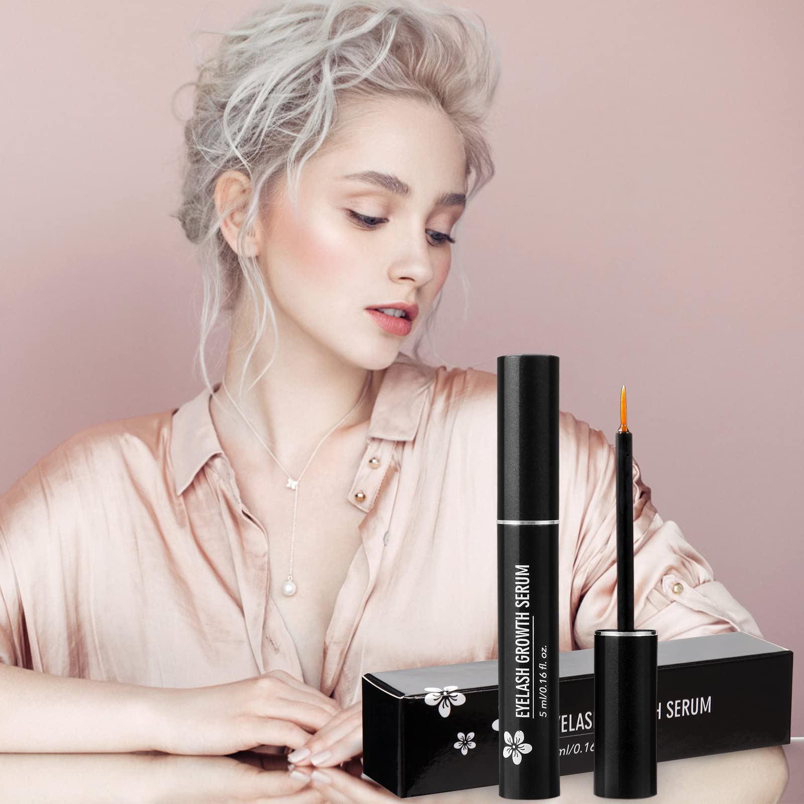 YANTOU Eyelash Growth Serum - Fuller & Longer Looking Eyelashes Lash Enhancing Serum for Natural Lashes or Lash Extensions & Brows, Vegan & Cruelty-Free black