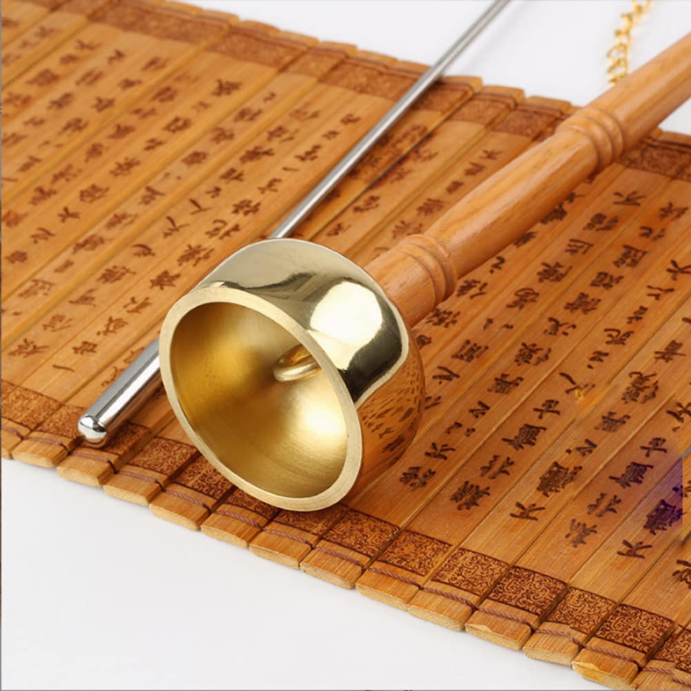Tibetan Hand Bell，Meditation & Prayer Bells Buddhism Wooden Handle Brass Hand Bell Meditation Singing Bell Singing Scripture Implement Buddhist Supplies