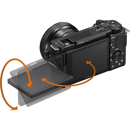 Sony Alpha ZV-E10 Mirrorless Camera Bundle with Advanced Accessories (Tripod, Backpack, 64GB SD Card, & More - 10 Items) Black (ILCZV-E10/B)