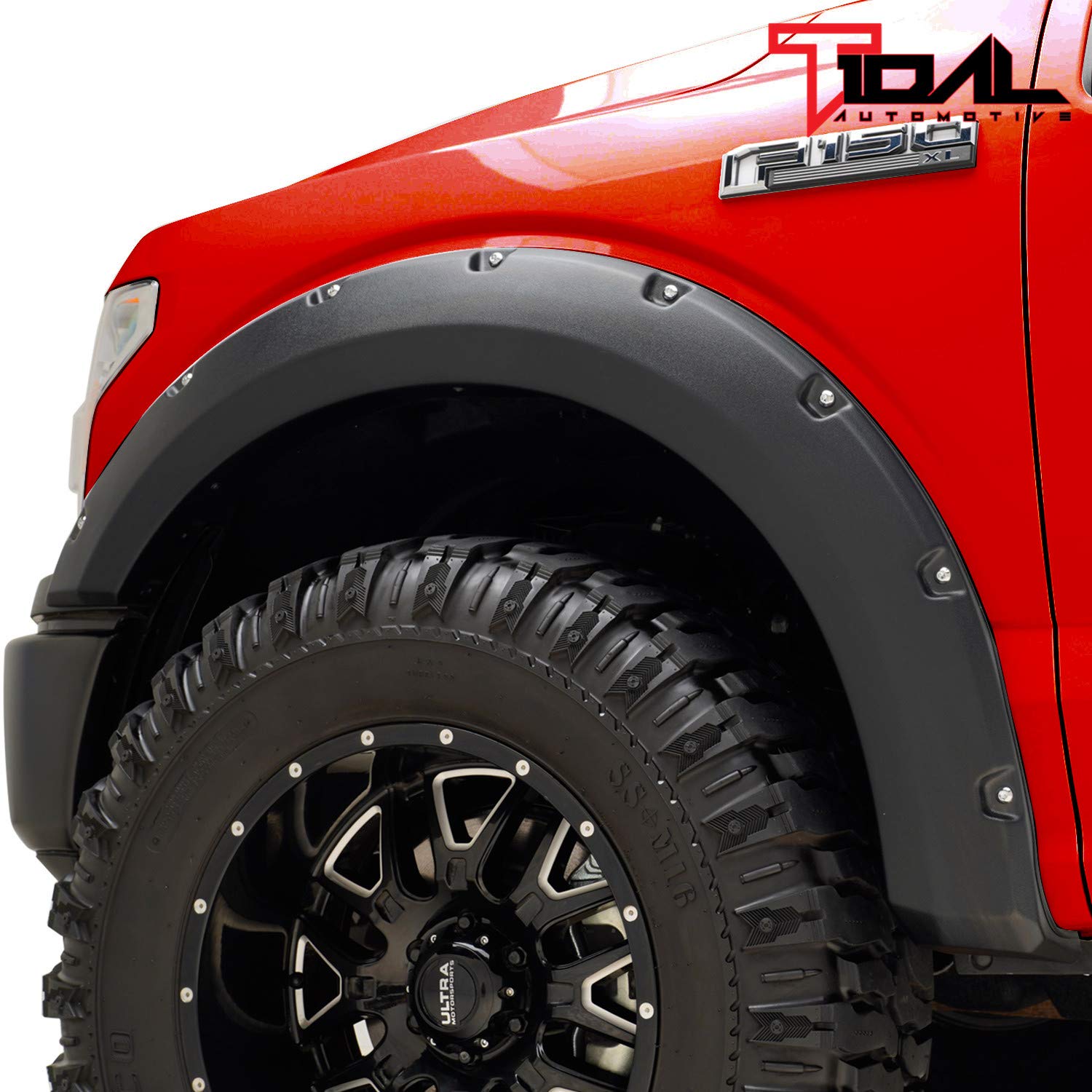 Tidal Fender Flares Matte Black Pocket Bolt-Riveted Style Fender Flare Fit for 18-20