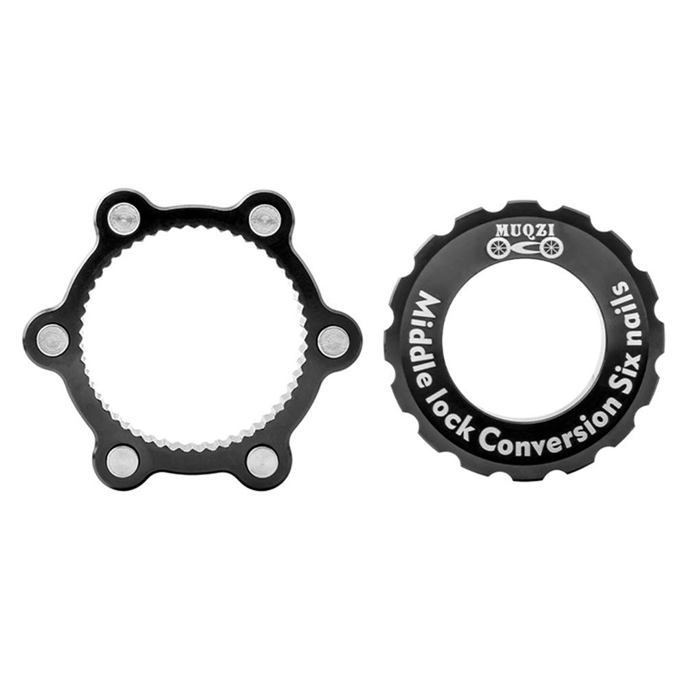 UXELY Bicycle Center Lock 6-Bolt Disc Brake Rotor Adapter, Middle Lock Disc Brake Conversion Seat for Mountain Bikes, Bike Hub Adapter, Centerlock Adaptor 6-Hole Including Lock Ring