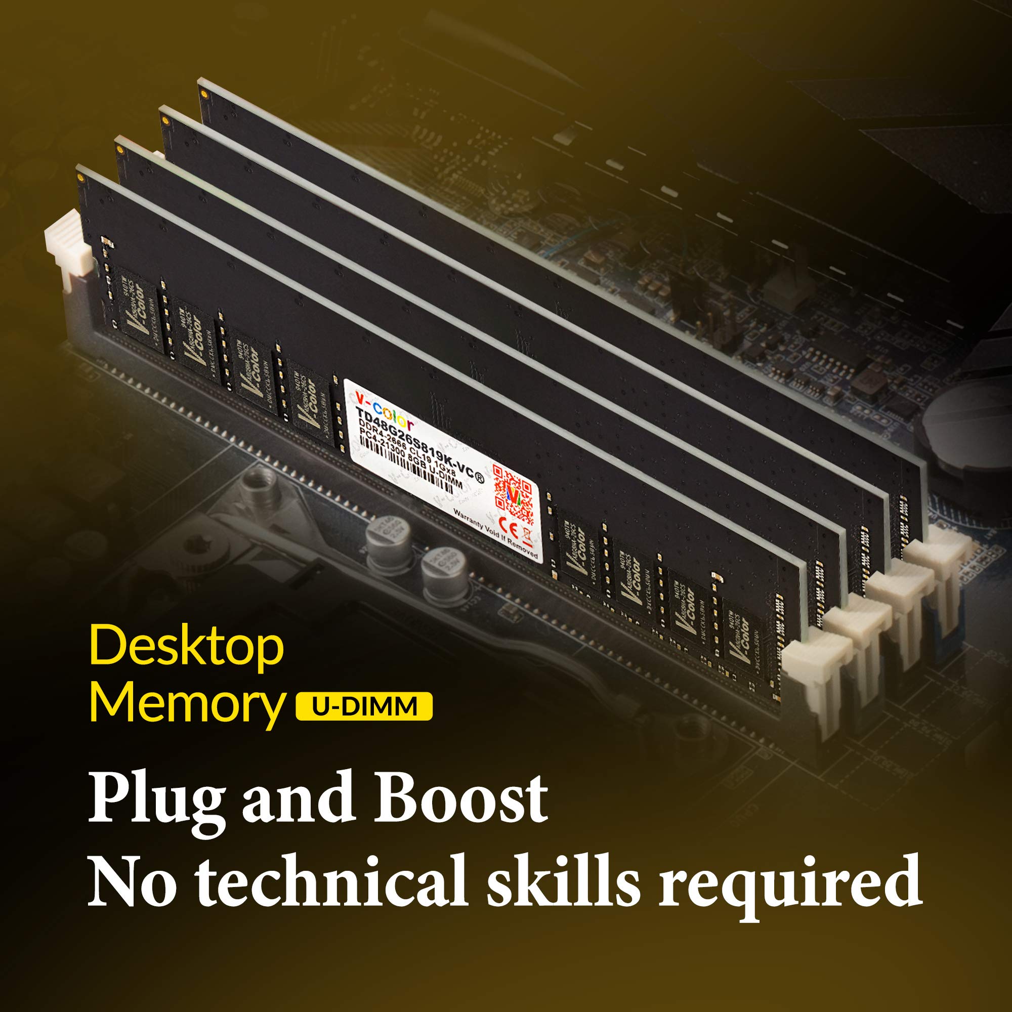 V-Color DDR4 8GB (8GBx1) 2666MHz (PC4-21300) CL19 Standard Desktop Computer PC Ram Memory Module Non ECC Unbuffered DIMM 1.2V(TD48G26S819-VC)