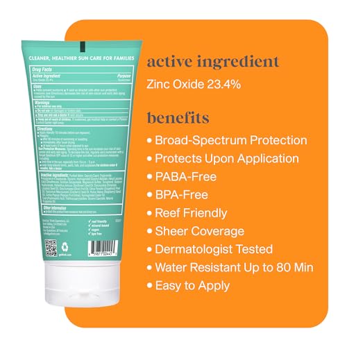 Thinksport Kids SPF 50+ Mineral Sunscreen β Safe, Natural Sunblock for Children - Water Resistant Sun Cream β Broad Spectrum UVA/UVB Sun Protection β Vegan, Reef Friendly Sun Lotion, 6oz