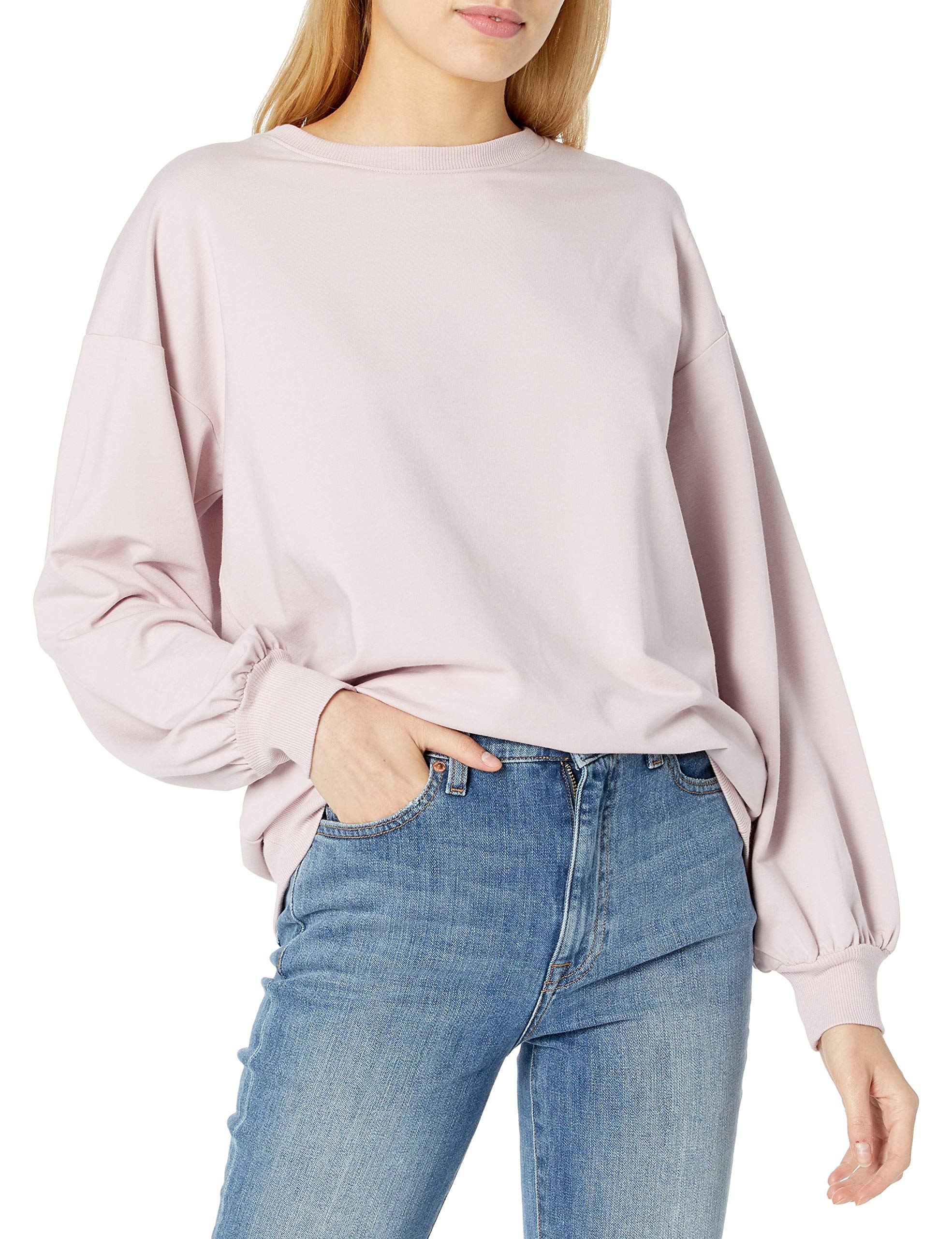 The Drop Women's Kiko Oversized Crew Neck Sweatshirt, Ice Pink, L