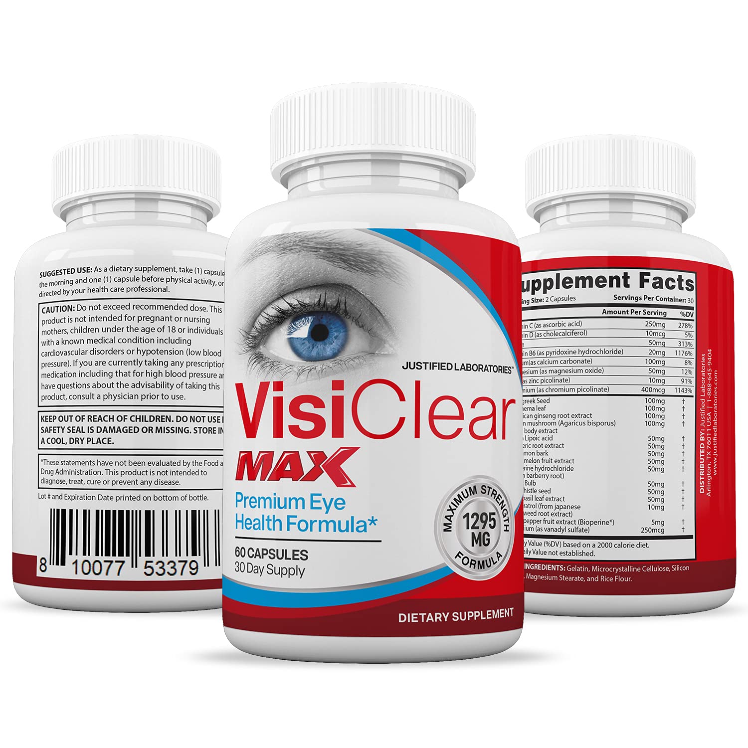 Visiclear Max 1295MG Revolutionary Eye Health Formula Supports Healthy Vision Eyes Sight 60 Capsules
