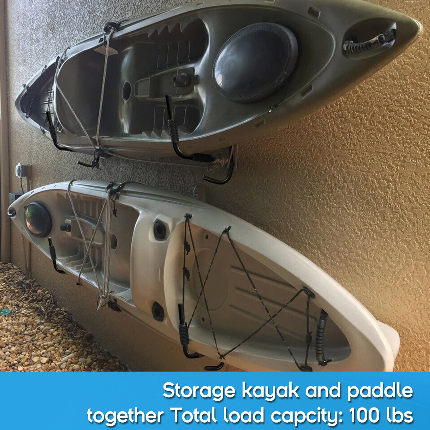 Tengchang 2 Pairs Kayak Storage Wall Mount Rack Ladder Surfboard Canoe Steel Folding Hanger