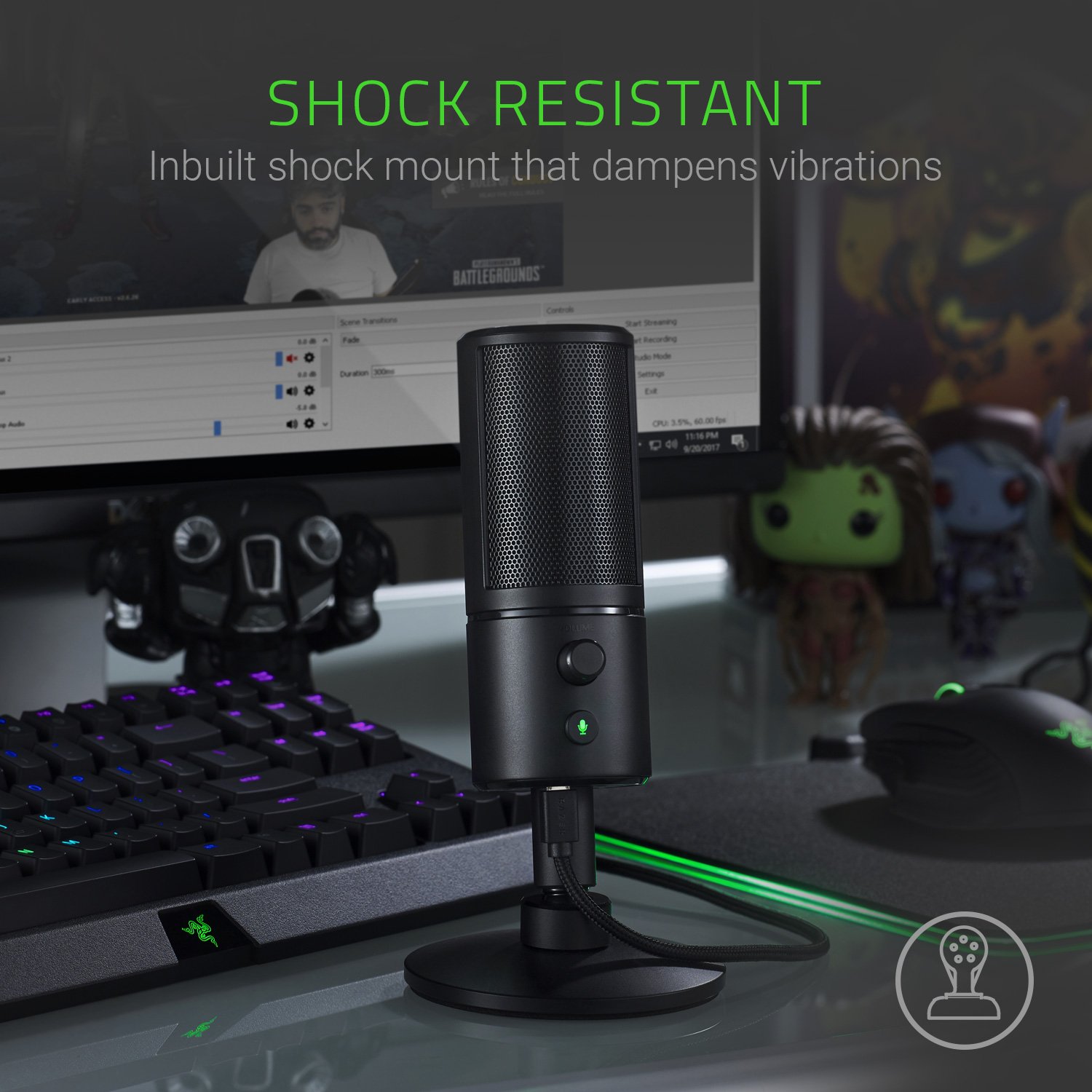 Razer RZ19-02290400-R3M1 Seiren X Quartz Compact USB Condenser Microphone, with Integrated Shock Absorber and Supercardioid Recording Pattern for Streamers