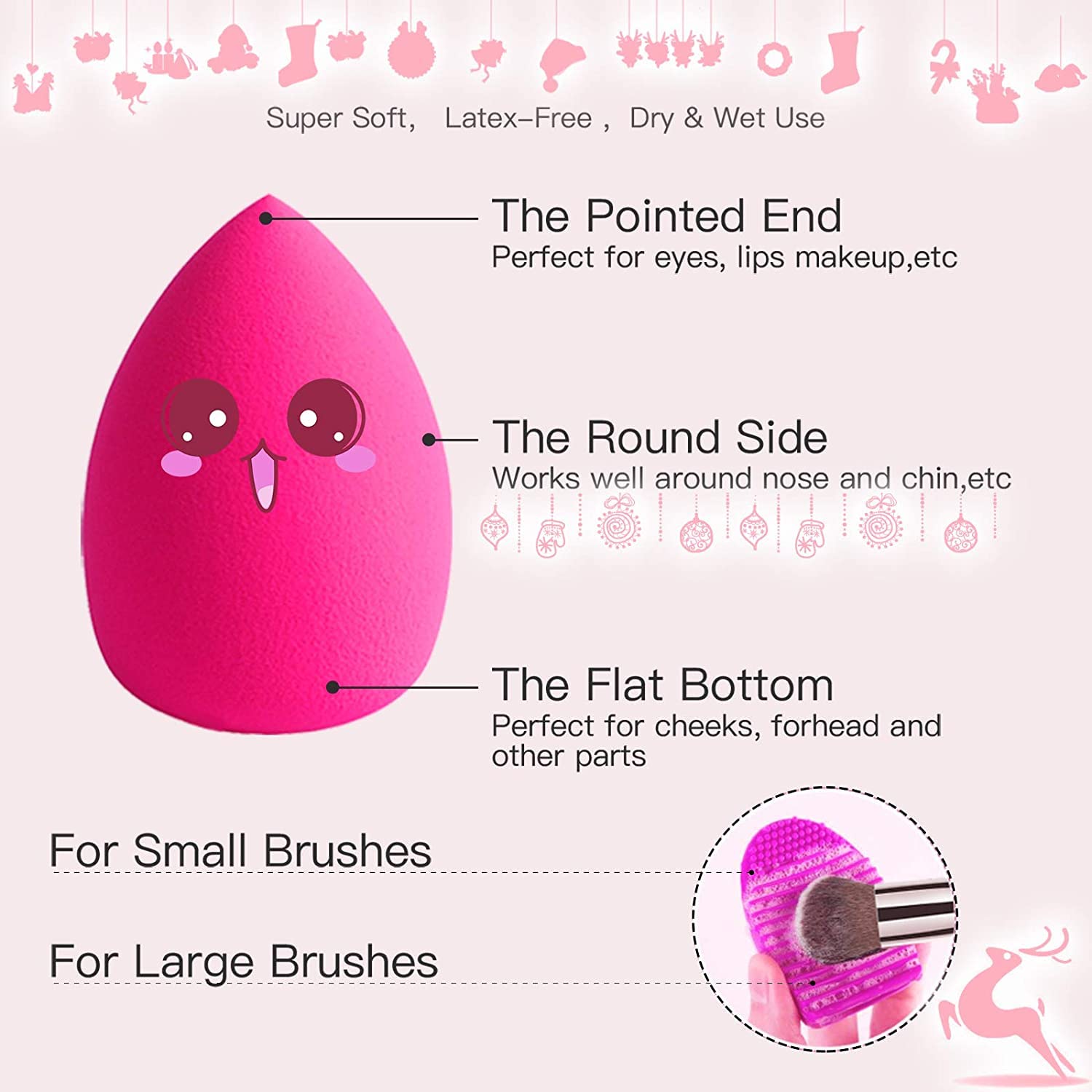 TEATTY Makeup Brushes 18 PCs Makeup Brush Set 2 PCS Silicone Face Mask Brush&4 Blender Sponge&1 Brush Cleaner Premium Synthetic Foundation Powder Concealers Eye Shadows Makeup Brushes Kit (Rose Gold)
