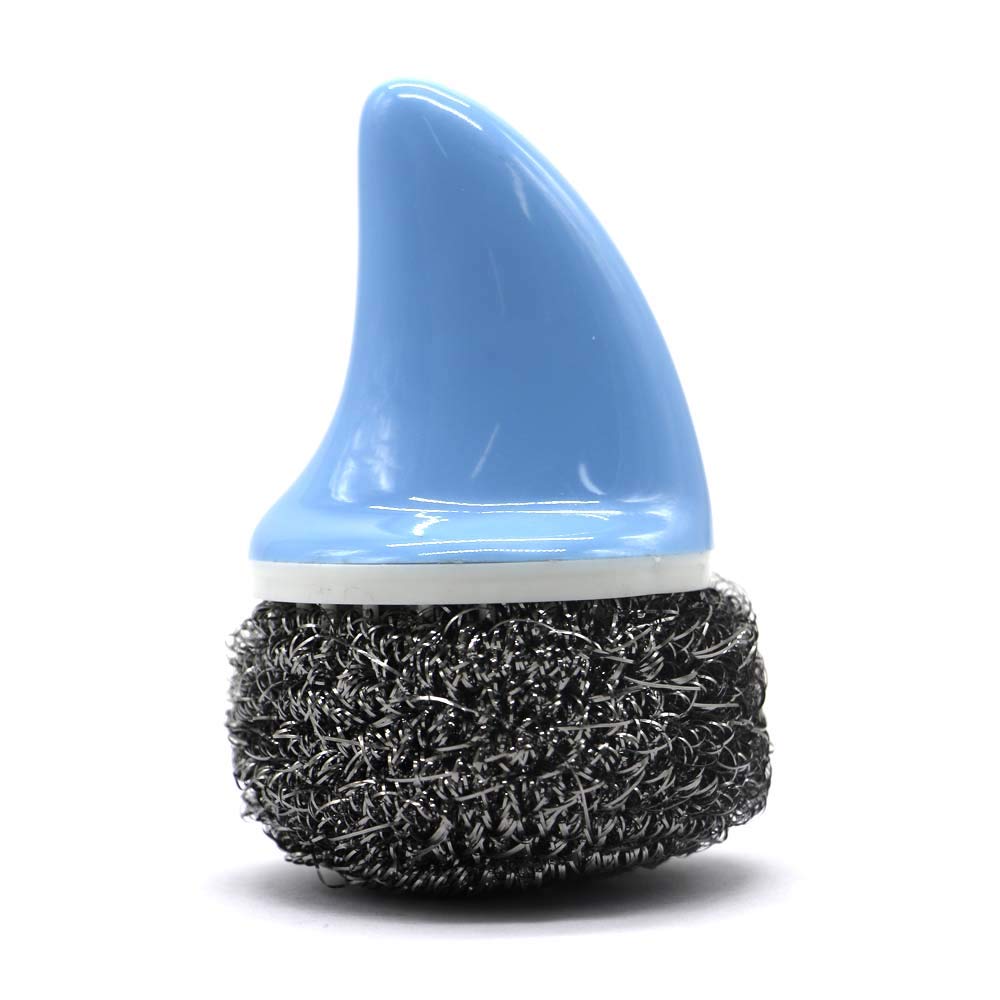 Stainless Steel Brush with Handle，Steel Wire Ball, Creative Shark-Type Steel Wire Ball Brush with Handle for Decontamination, Kitchen Dish and Pot Brush