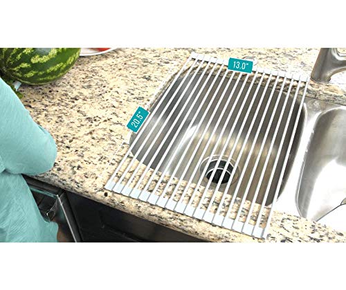 True & Tidy, Multi-Purpose Over The Sink Roll-Up Drying Rack, DR-881, Lime