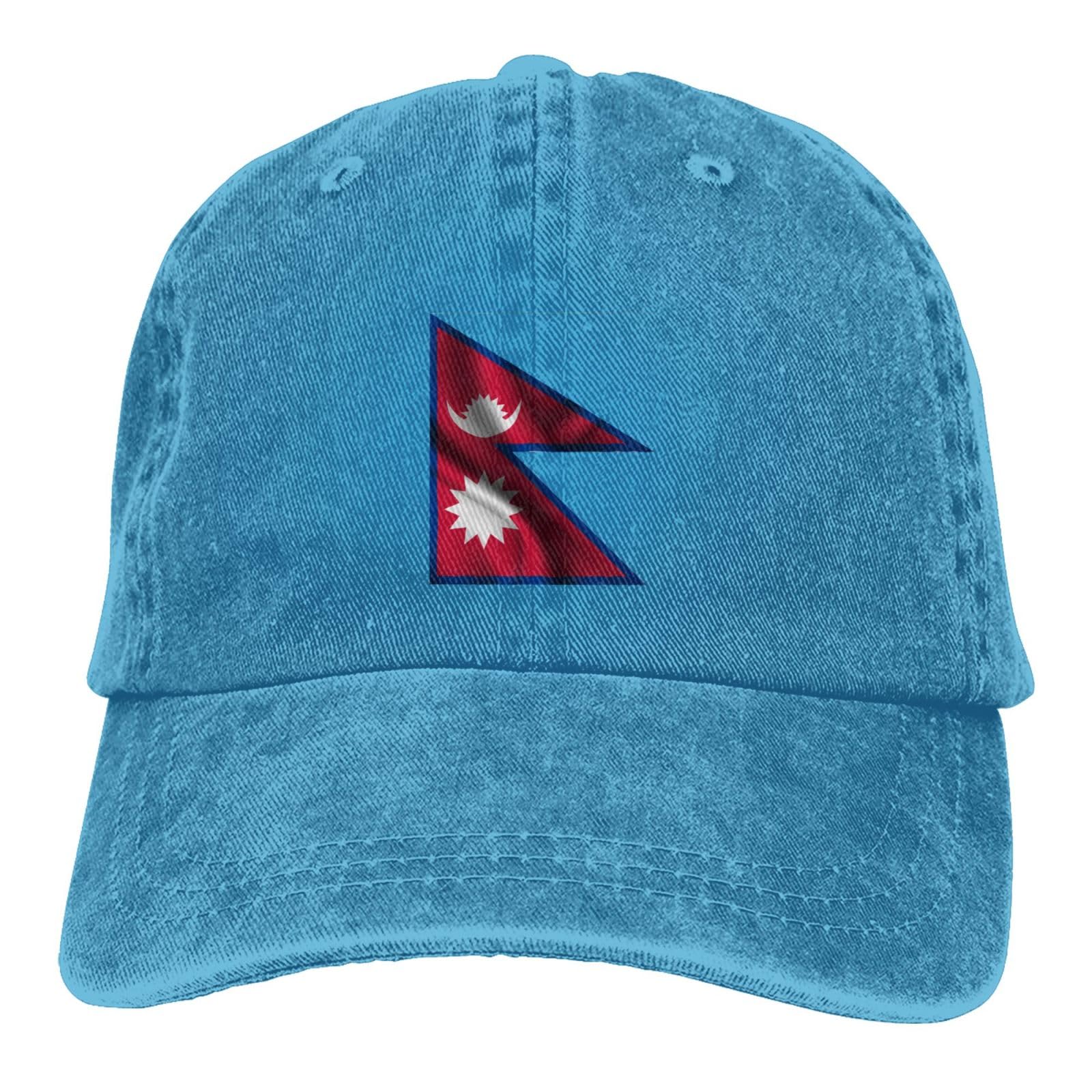 Silk Style Flag of Nepal Baseball Cap for Men Women Hats Adjustable Vintage Washed Cotton Dad Hat Blue