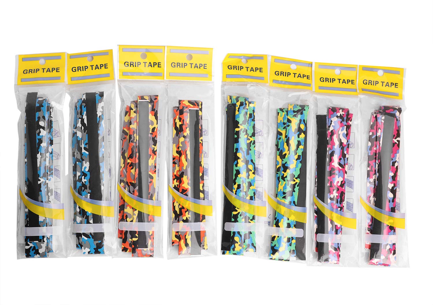 Tennis Badminton Racket Grip, Super Absorbent PU Anti Slip Racket Tennis Overgrips Soft Replacement Grip Tapes, 5 Pcs/ 8 Pcs (8 Pack, Camo Blue+Orange+Green+Pink)