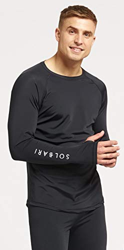 Solbari UPF 50+ Men's Sun Protection Long Sleeve Rashguard Aqua Sport Collection - Small - Black - UV Protection, Sun Protective