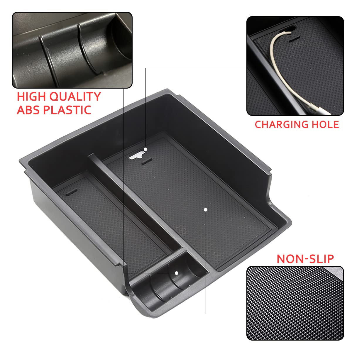 YIKUN Central Armrest Storage Box for Ford Bronco 2021 2022 Accessories Secondary Storage Center Console Tray Organizer