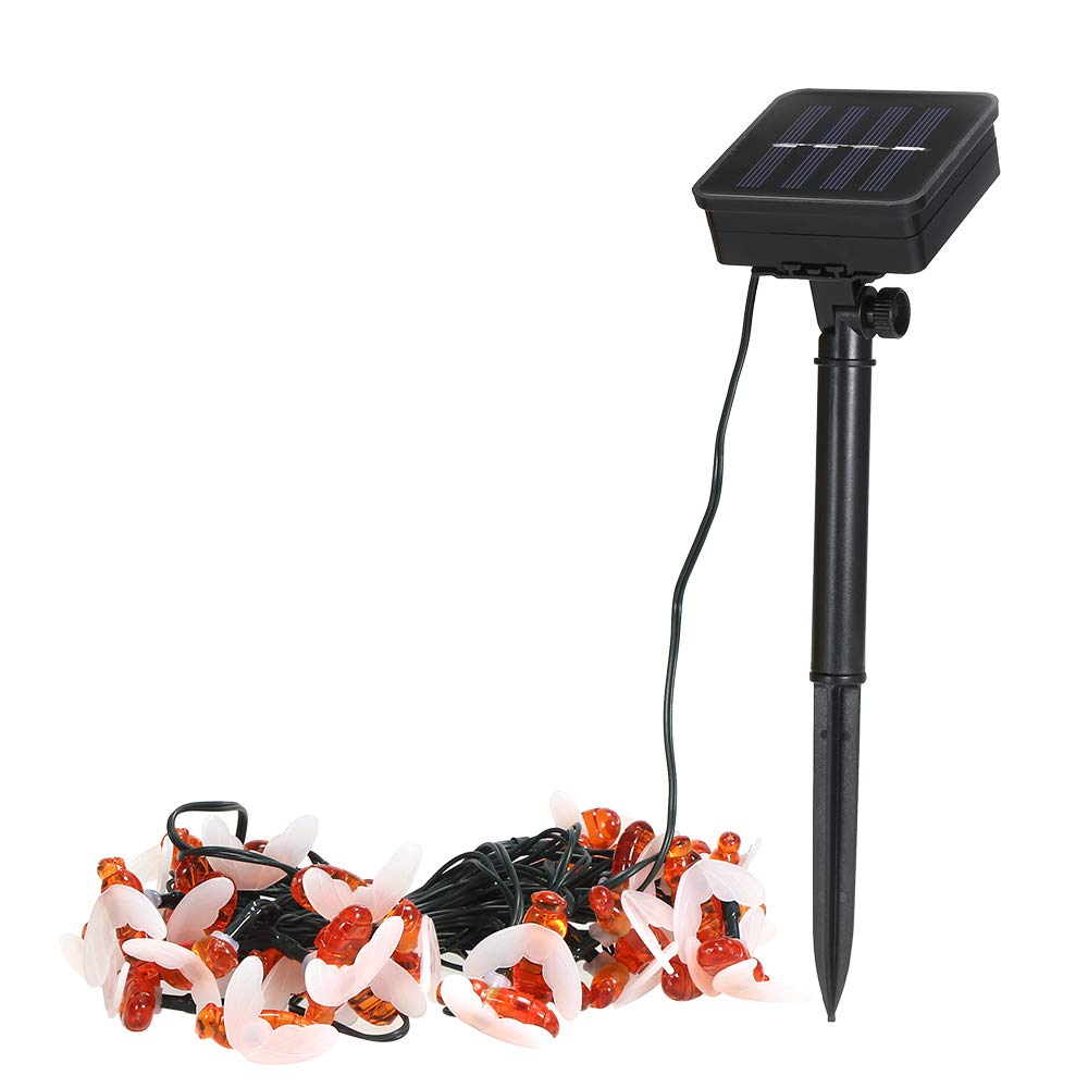 Solar String Lights 19.7ft 30 LED Rope Light Cute Bees 8 Modes Warm White for Party Garden Home Festival Decoration