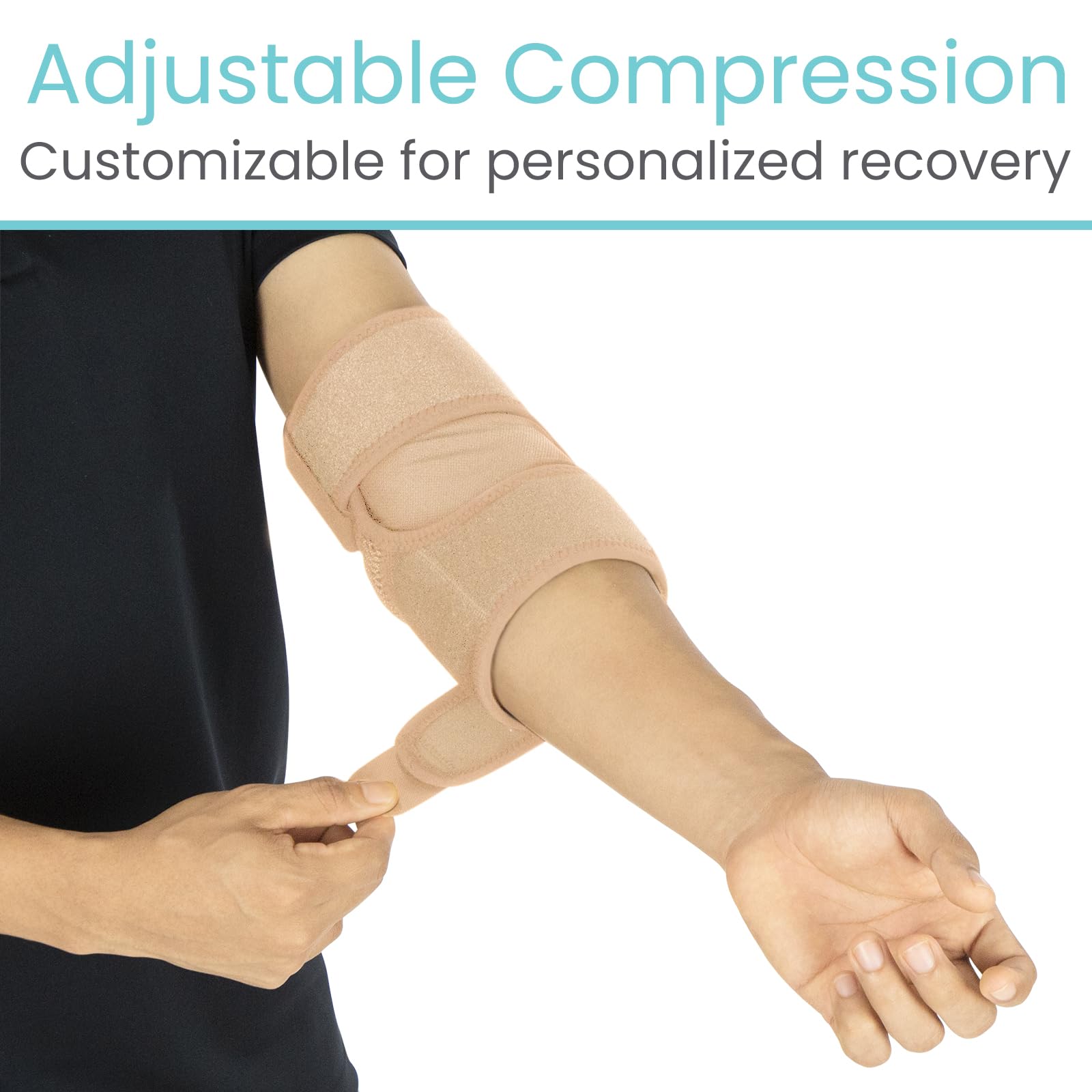 Vive Elbow Brace - Tennis Compression Sleeve - Wrap for Golfers, Bursitis, Left or Right Arm - Tendonitis Support Strap for Golf, Men and Women - Epicondylitis and Sports Recovery (Beige, Standard)
