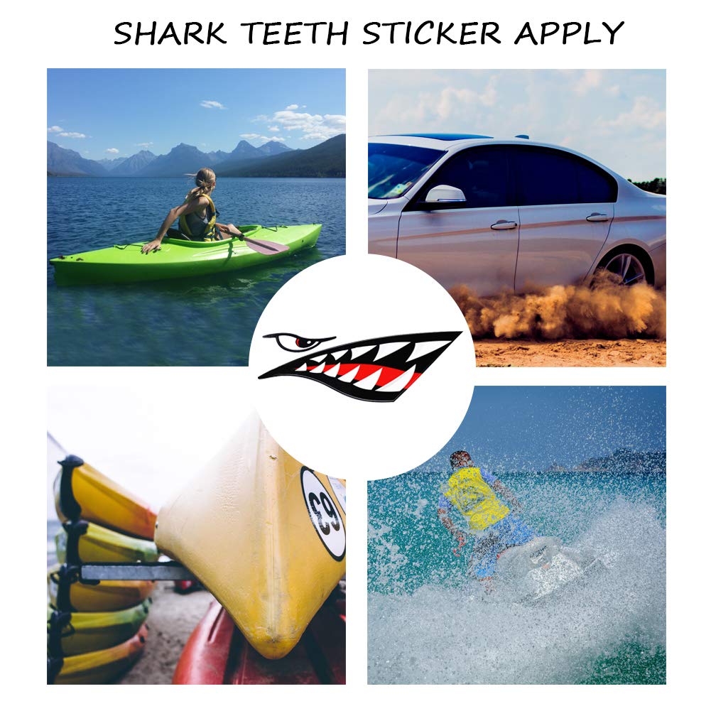 TENSPAL Shark Teeth Mouth Decals Sticker Kayak Boat Fishing Canoe Graphics Car Truck Reflective Graphics Accessories 2 Pcs