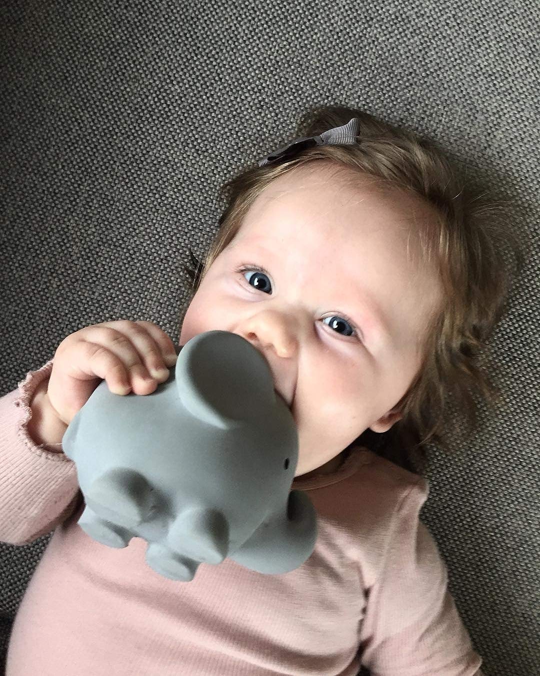 Tikiri Toys Rubber Elephant Rattle, Teether & Bath Toy, Organic Natural Rubber, Ages 6 Months & UP