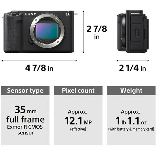 Sony ZV-E1 Mirrorless Camera (White) Bundle with Gadget Bag, 3-in-1 USB Type-C Card Reader & More