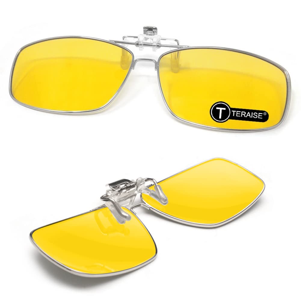 TERAISE Clip On Night Driving Glasses/men’s Clip on Sunglasses With Flip Up Function Suitable Driving Outdoor Sports